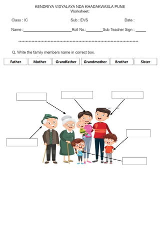 1 Worksheet Primary class kv ENGLIST , EVS | PDF