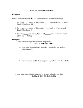 Worksheet 1 mole ratio | PDF