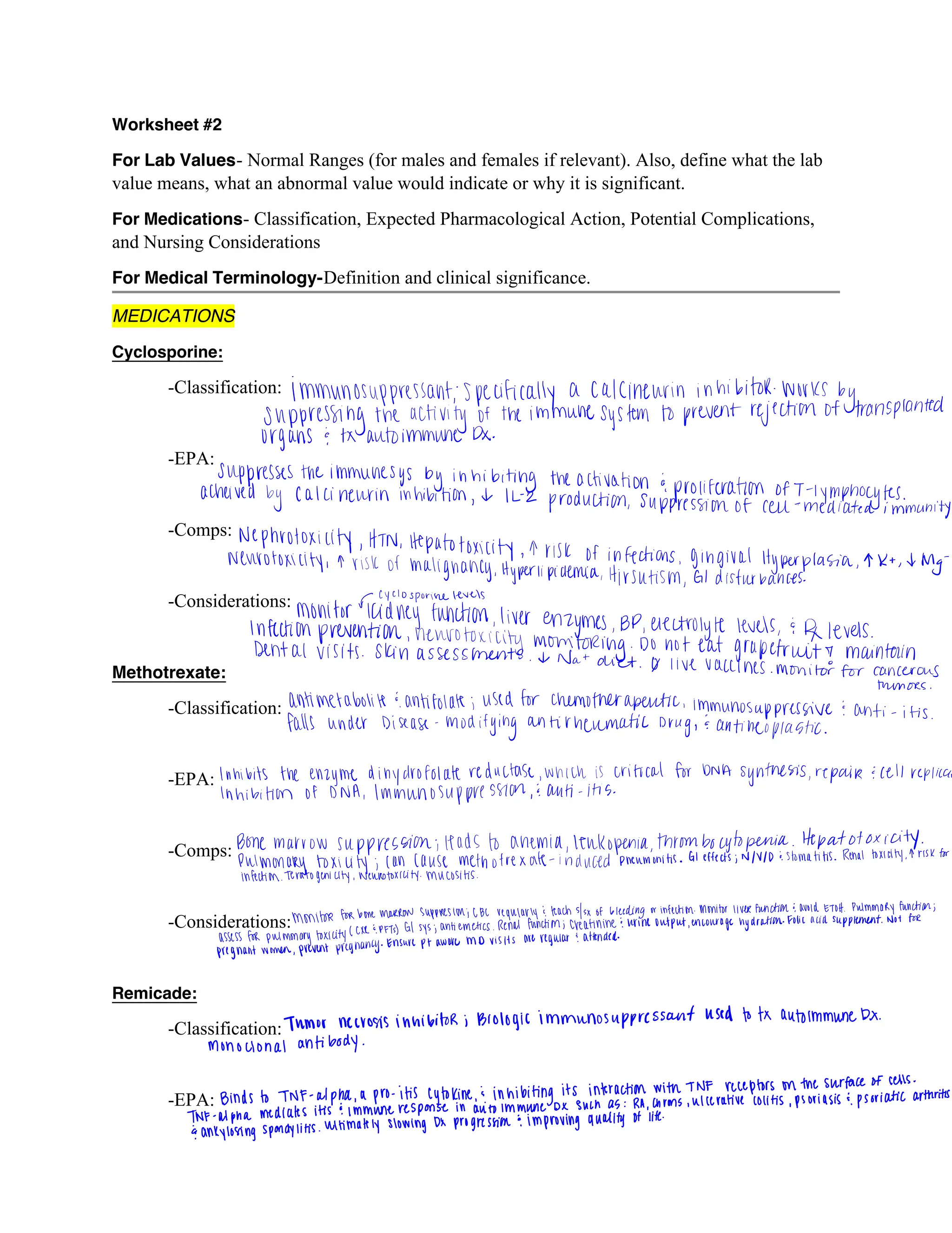 Worksheet 2 nursing notes . med surg 3 rn | PDF