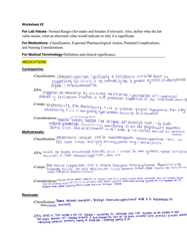 Worksheet 2 nursing notes . med surg 3 rn | PDF