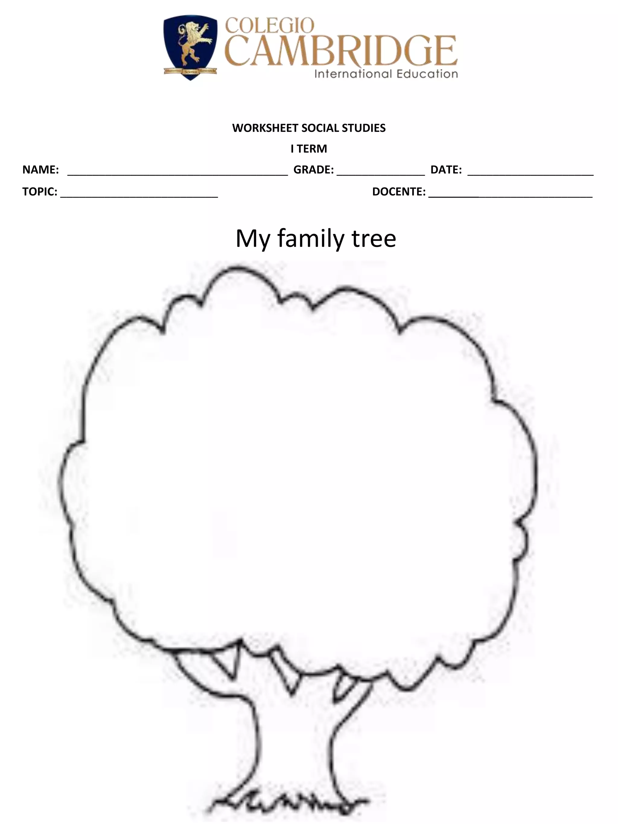 Worksheet 2 my family tree | PDF
