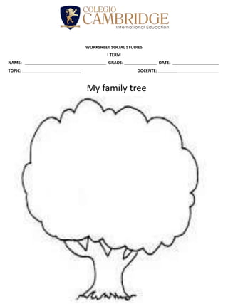 Worksheet 2 my family tree | PPTX