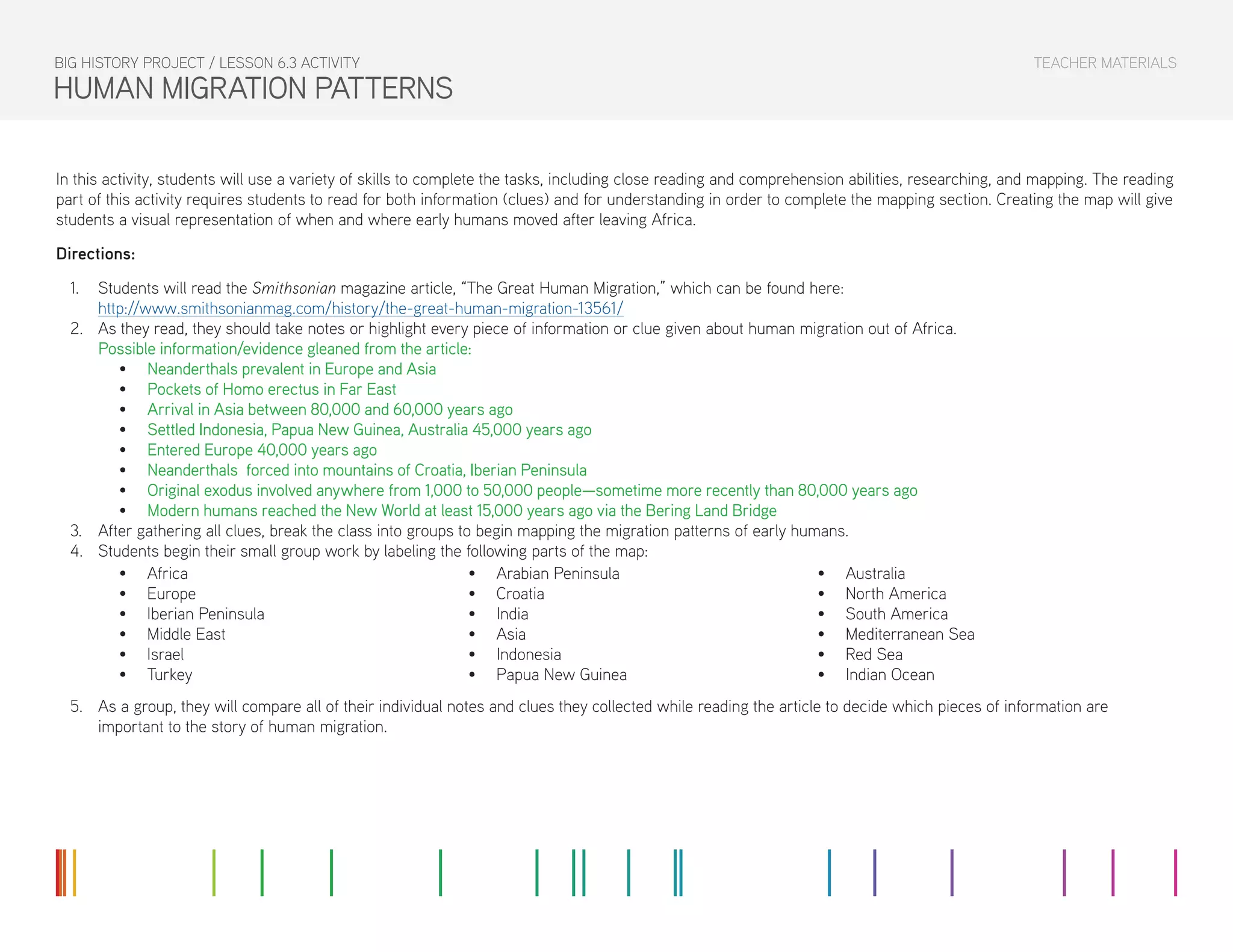 Lesson 6.3 Activity: Human Migration Patterns | PDF