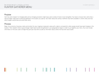 Lesson 6.3 Activity: Hunter Gatherer Menu | PDF