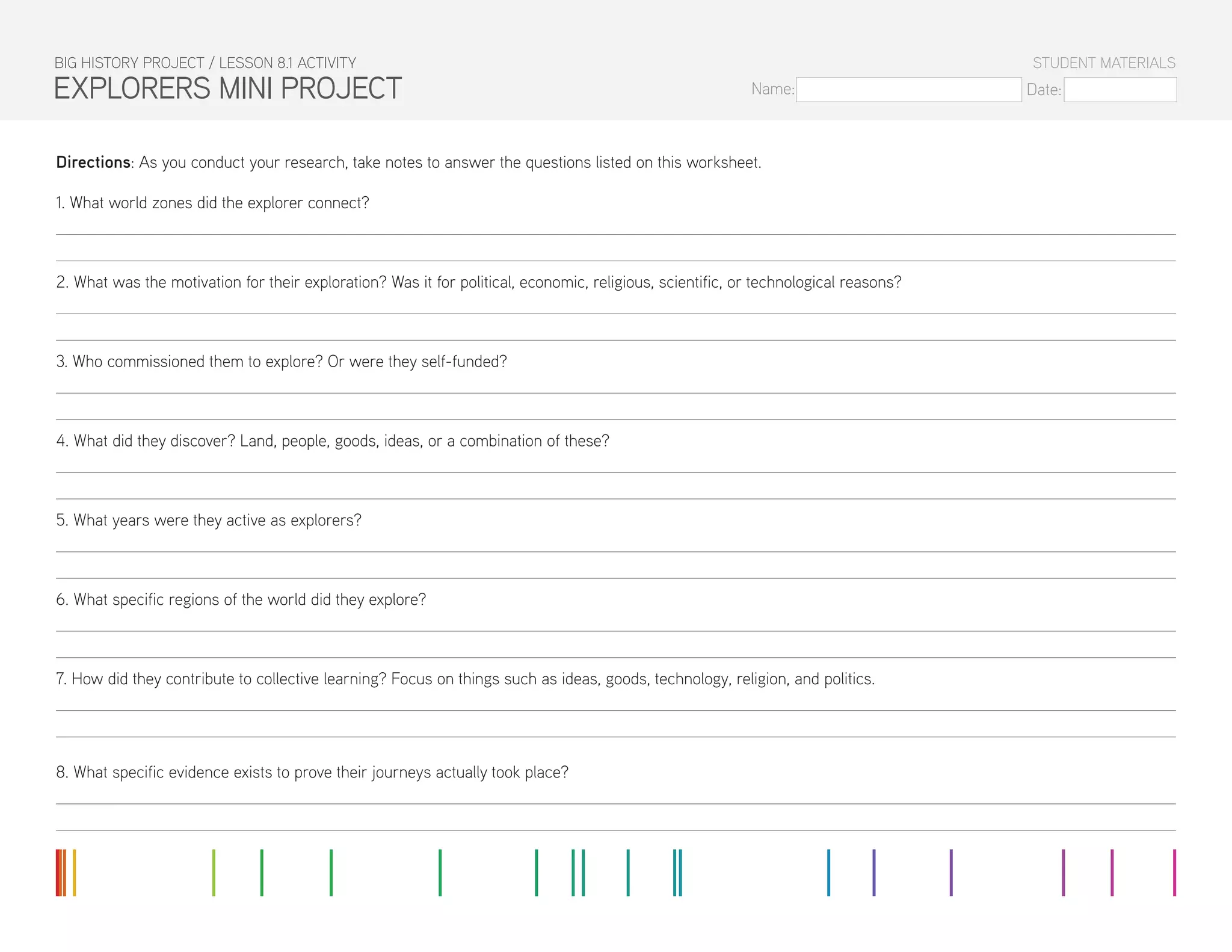 Lesson 8.1 Activity: Explorers Mini Project | PDF