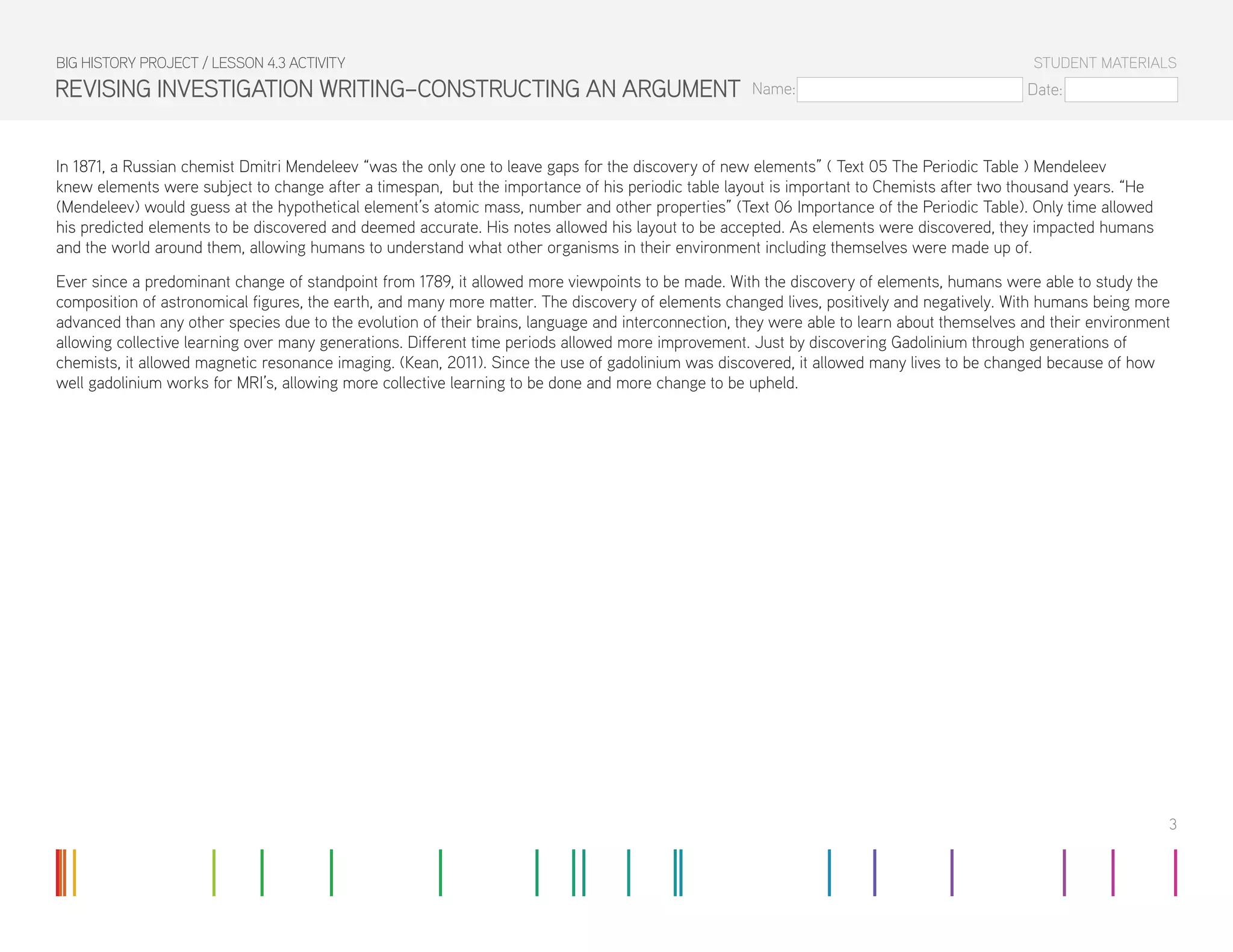 Lesson 4.3 Activity: Revising Investigation Writing - Constructing an ...