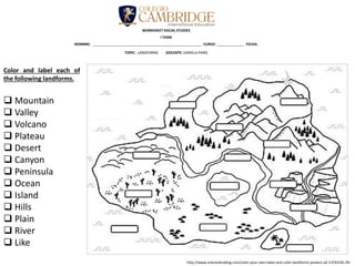 Worksheet 3 landforms | PDF