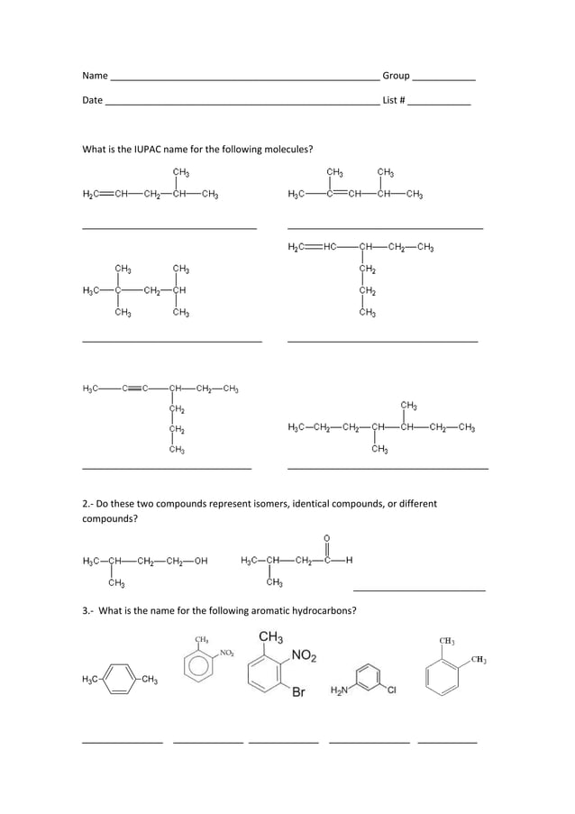 Worksheet # 3 alkenes alkynes | PDF