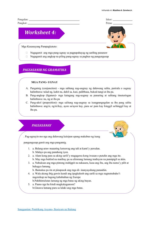 Worksheet 4 Sanaysay | PDF