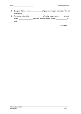 Worksheet 6.2 balanced diet | DOC