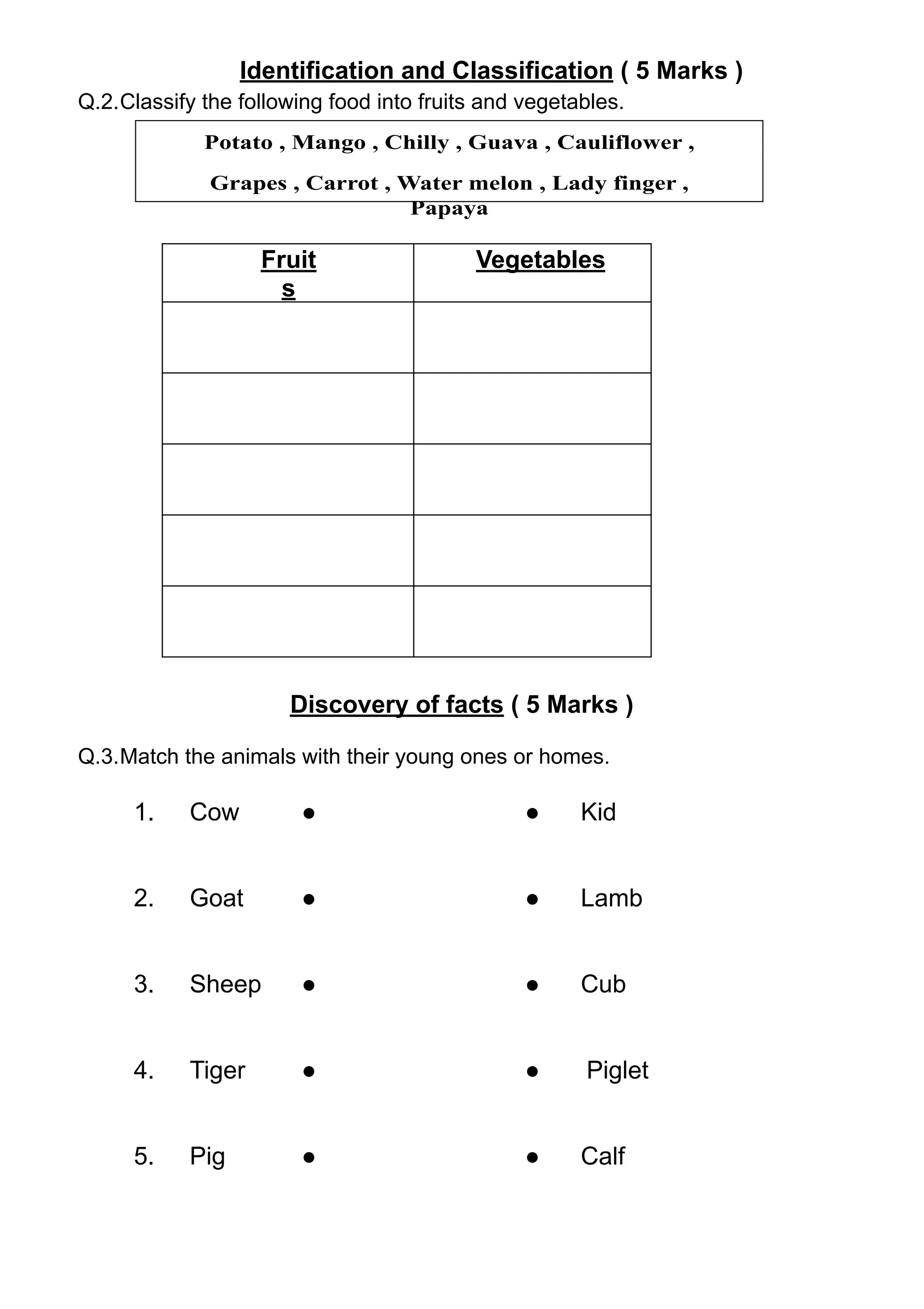1 Worksheet Primary class kv ENGLIST , EVS | PDF