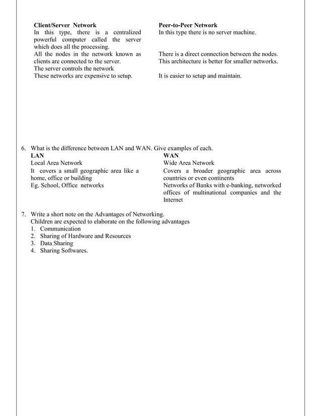 Computer Worksheet Class 8 with answers | DOCX | Internet | Computing