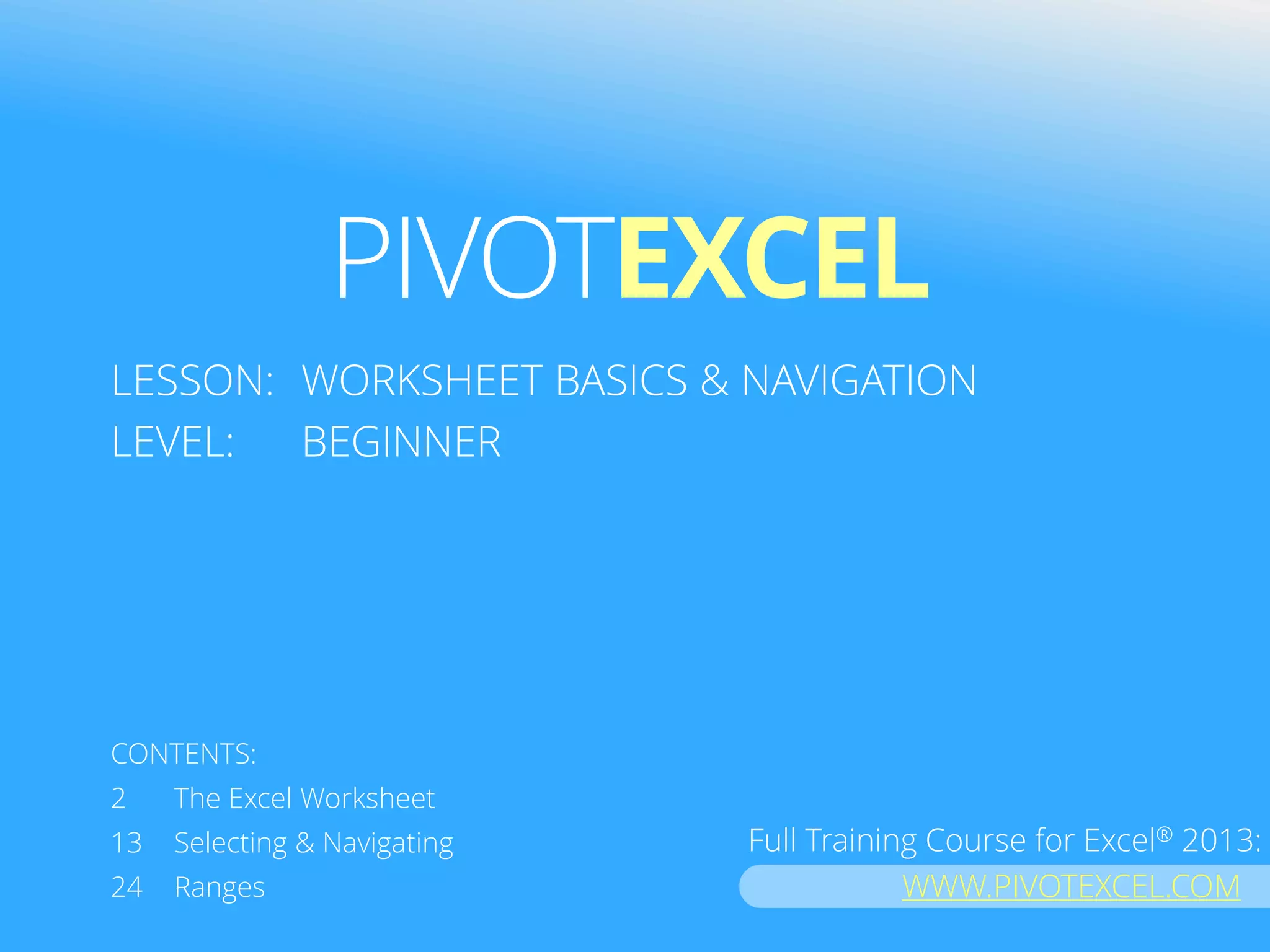 Worksheet Basics And Navigation Excel 2013 Tutorial Pdf