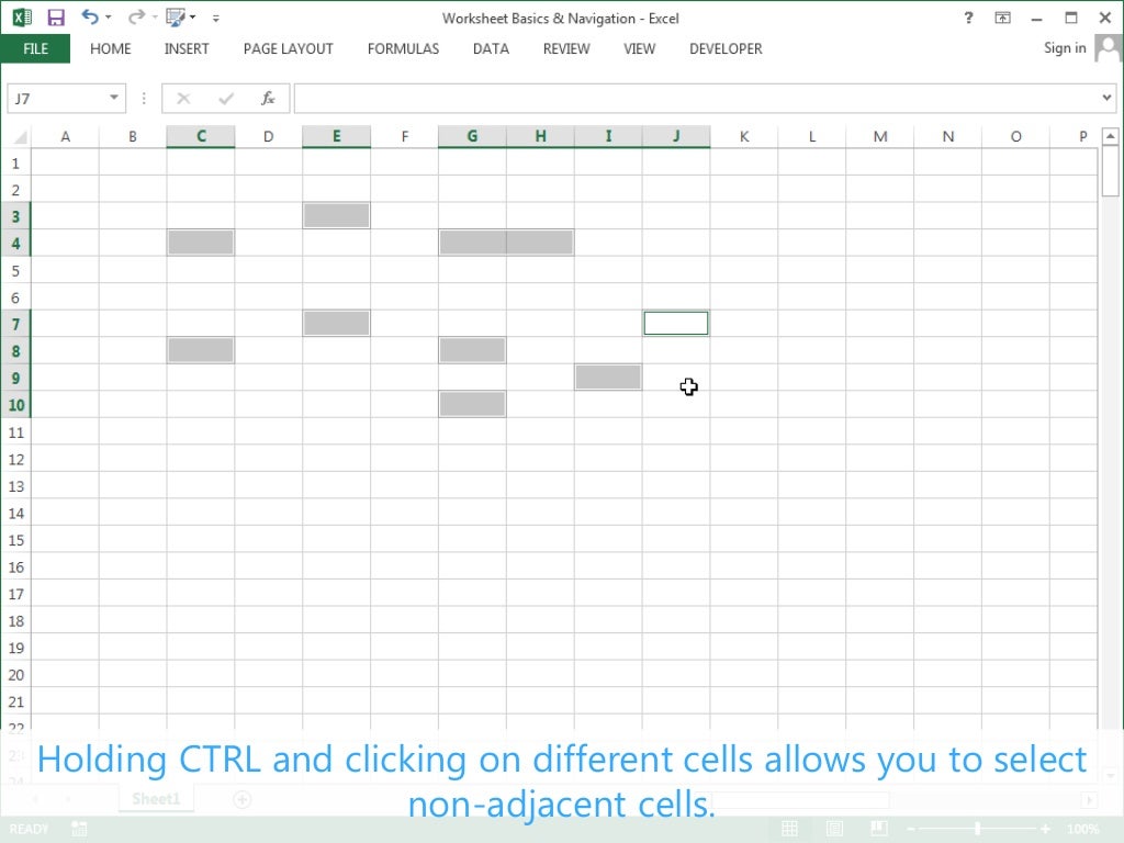Worksheet Basics And Navigation Excel 2013 Tutorial