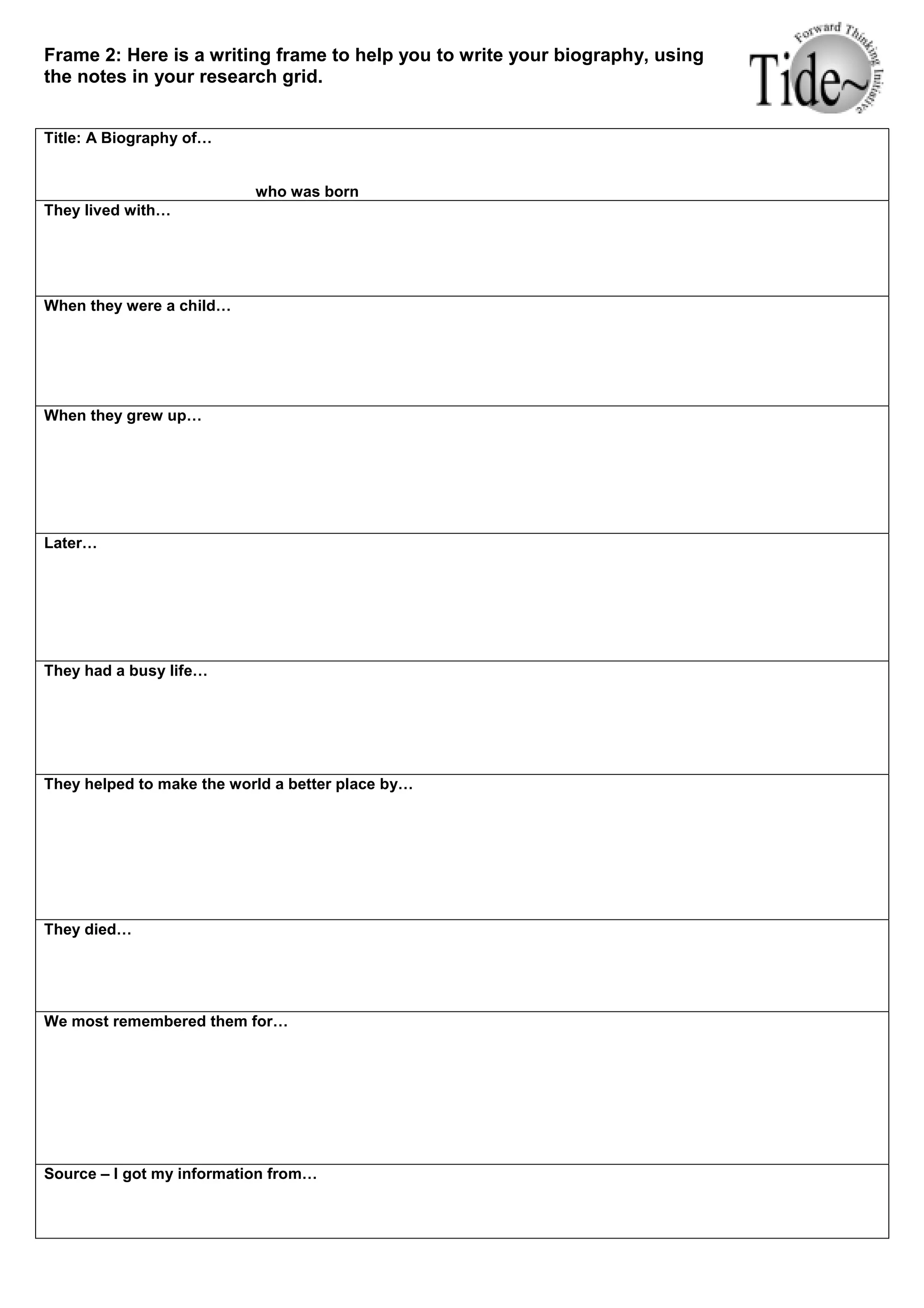 Worksheet biography | PDF