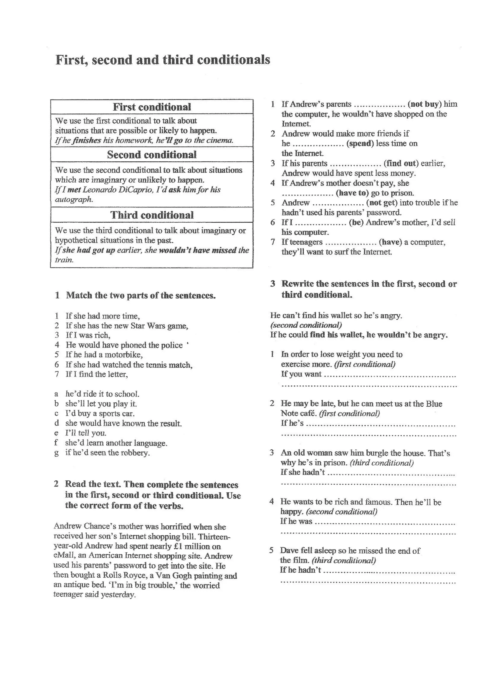 Worksheet conditionals | DOC