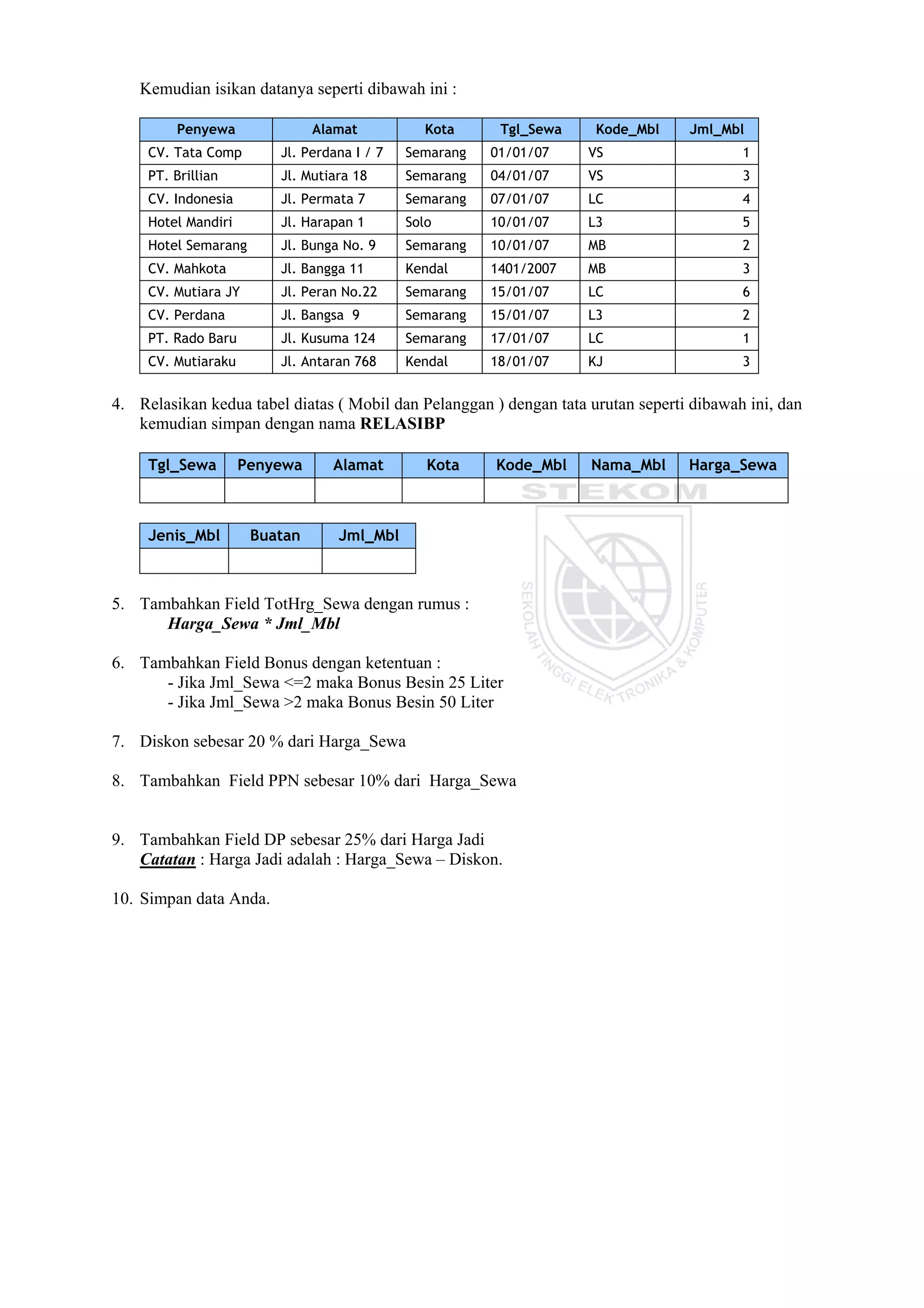 Worksheet dasar App.Pengolahan Data (Acc) | PDF