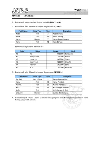 Worksheet dasar App.Pengolahan Data (Acc) | PDF