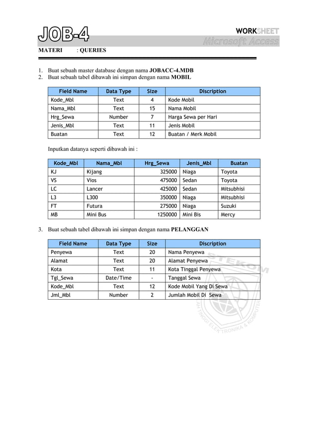 Worksheet dasar App.Pengolahan Data (Acc) | PDF