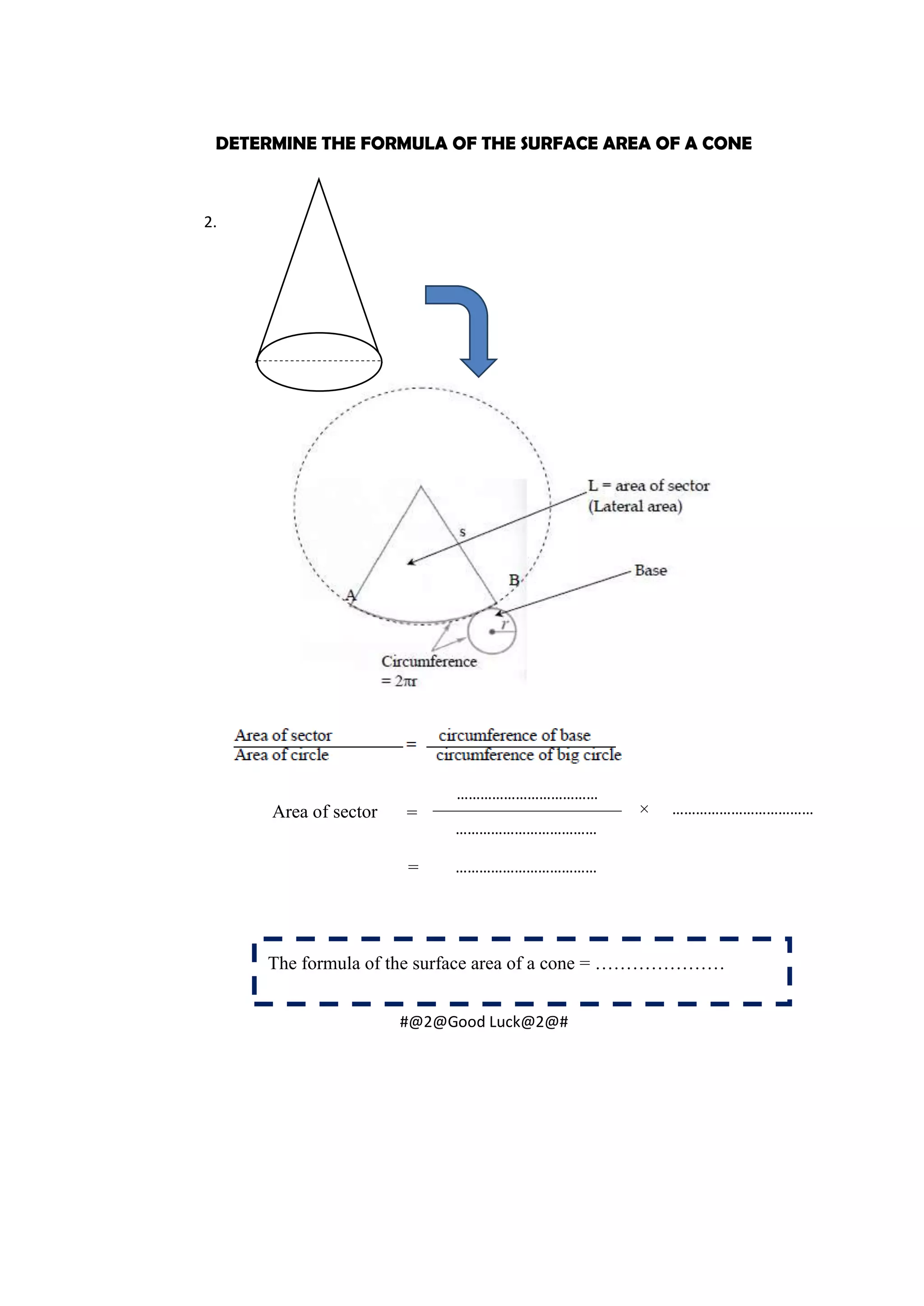 Worksheet determine the surface area of a cylinder and a cone | DOCX