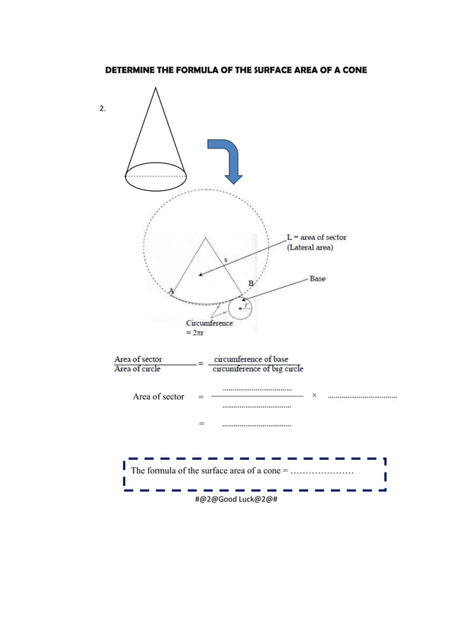 Worksheet determine the surface area of a cylinder and a cone | DOCX