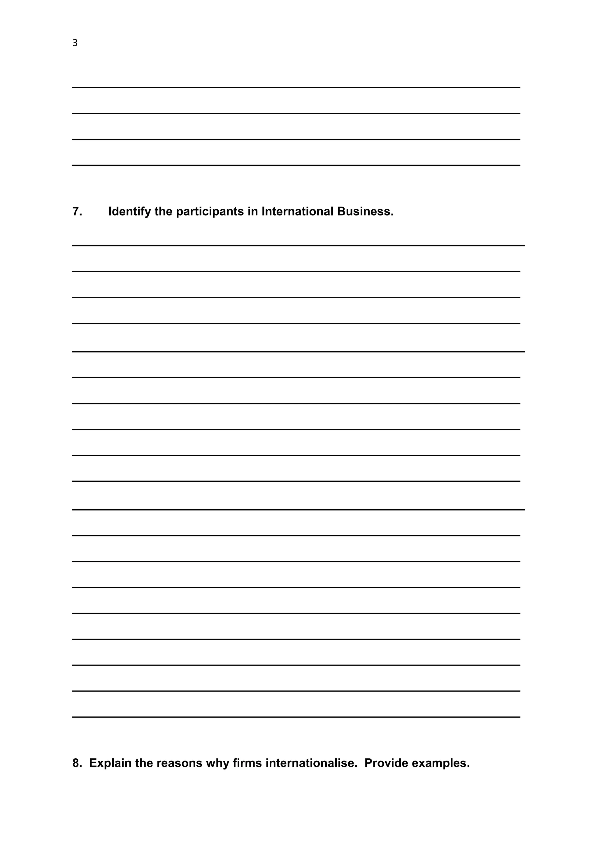 Worksheet for business management | DOC