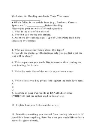 Worksheet for Reading Academic Texts Your name _____________________.docx