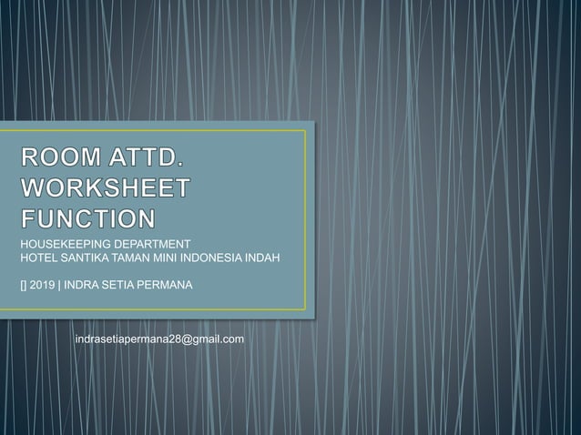 Worksheet function for Room Attendant | PPTX