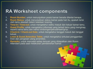 Worksheet function for Room Attendant | PPTX