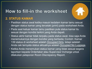 Worksheet function for Room Attendant | PPTX