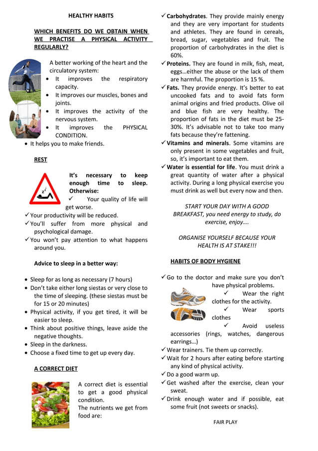 Worksheet healthy habits | PDF