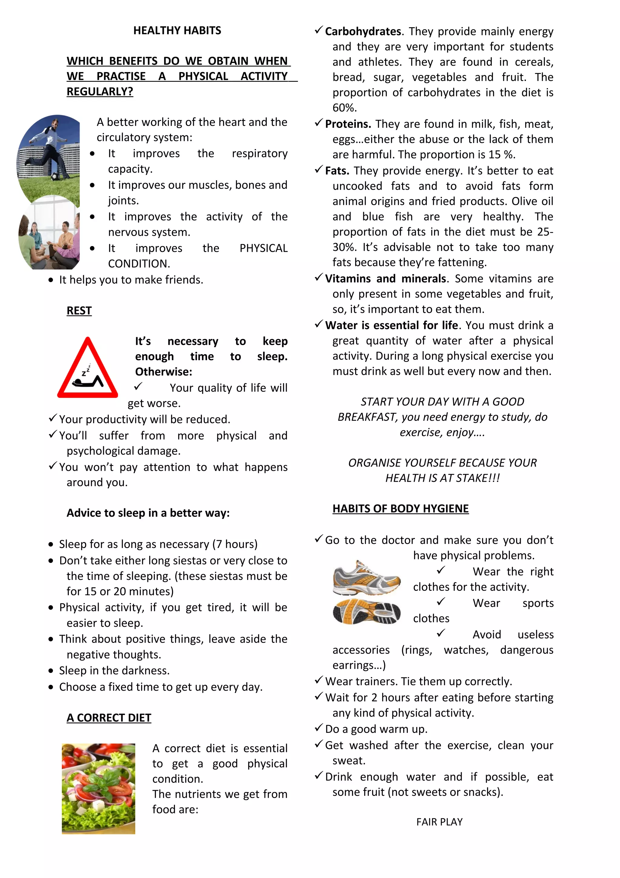 Worksheet healthyhabits | DOC