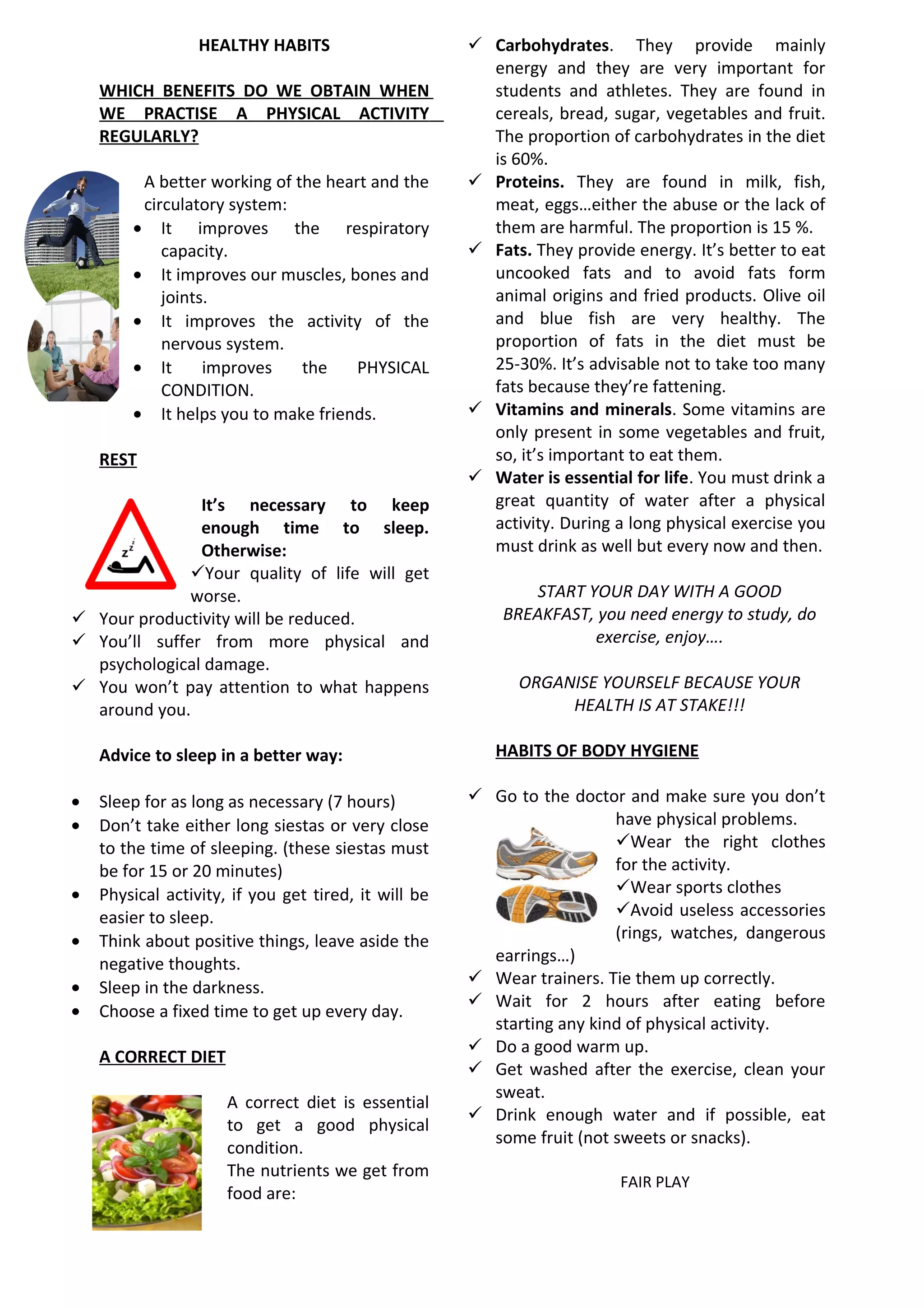 Worksheet "Healthy Habits" 2º ESO Secciones | DOC