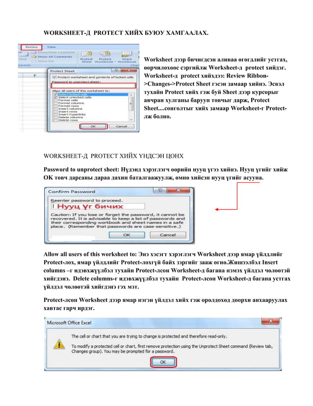 Worksheet protect | DOCX