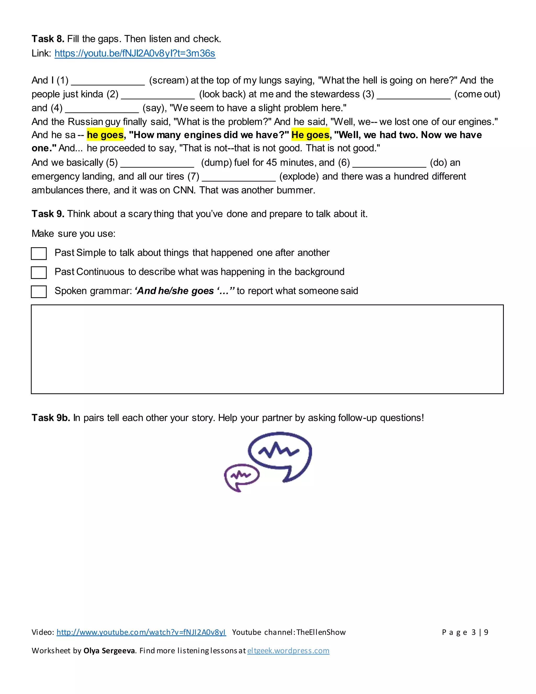 Worksheet (listening am e leo's bad luck) | DOCX