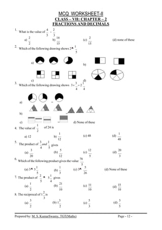 Worksheet on maths class 7th for solving n number of questions | PDF