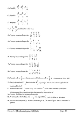 Worksheet on maths class 7th for solving n number of questions | PDF