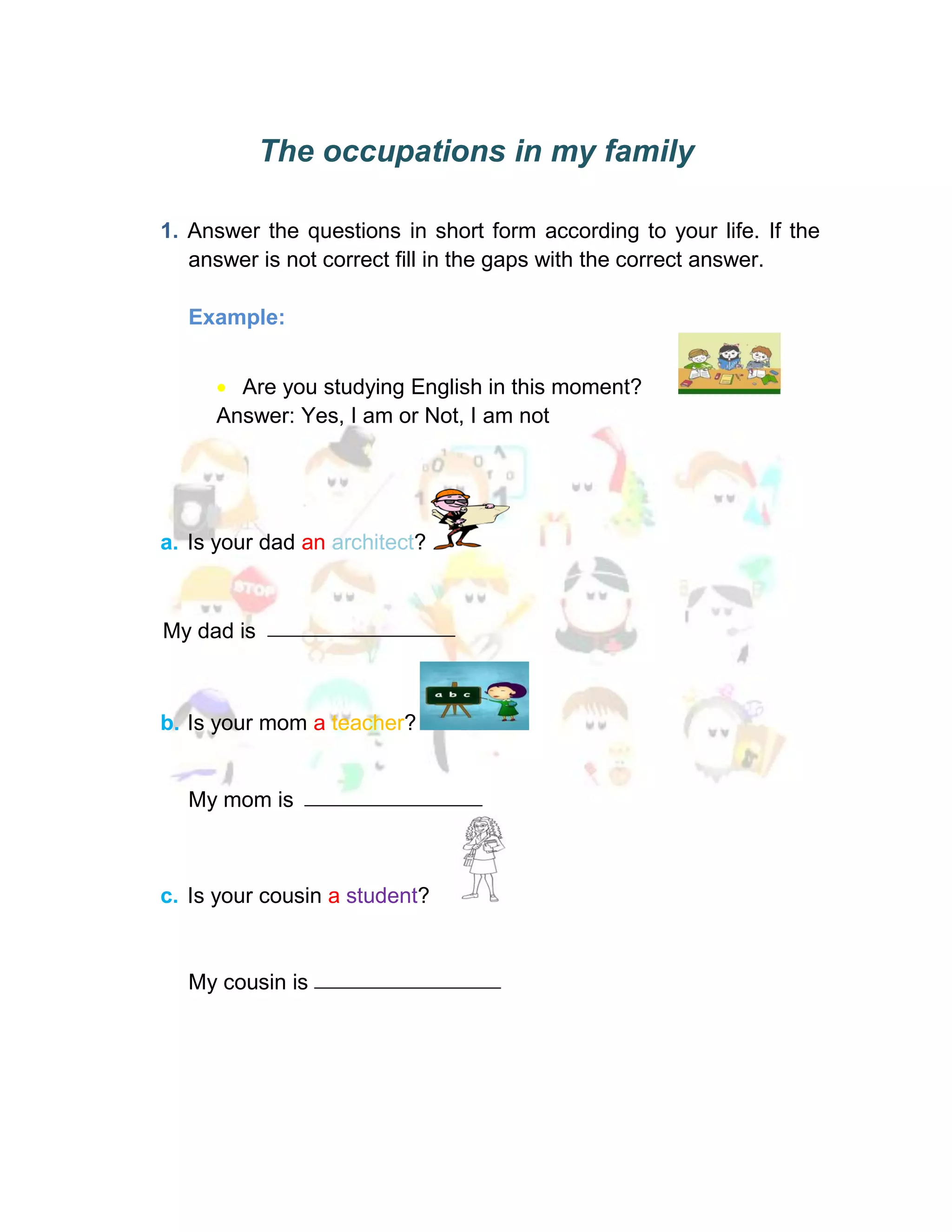 Worksheet occupations | PDF