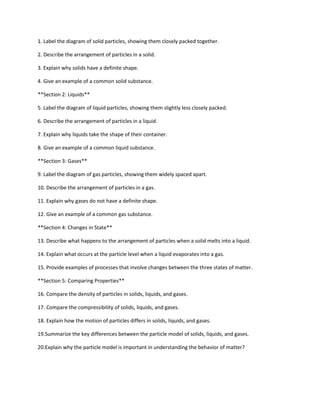 worksheet of class 6 chapter matter as particles.docx