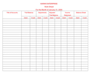 Work sheet of ke is bs | PPT