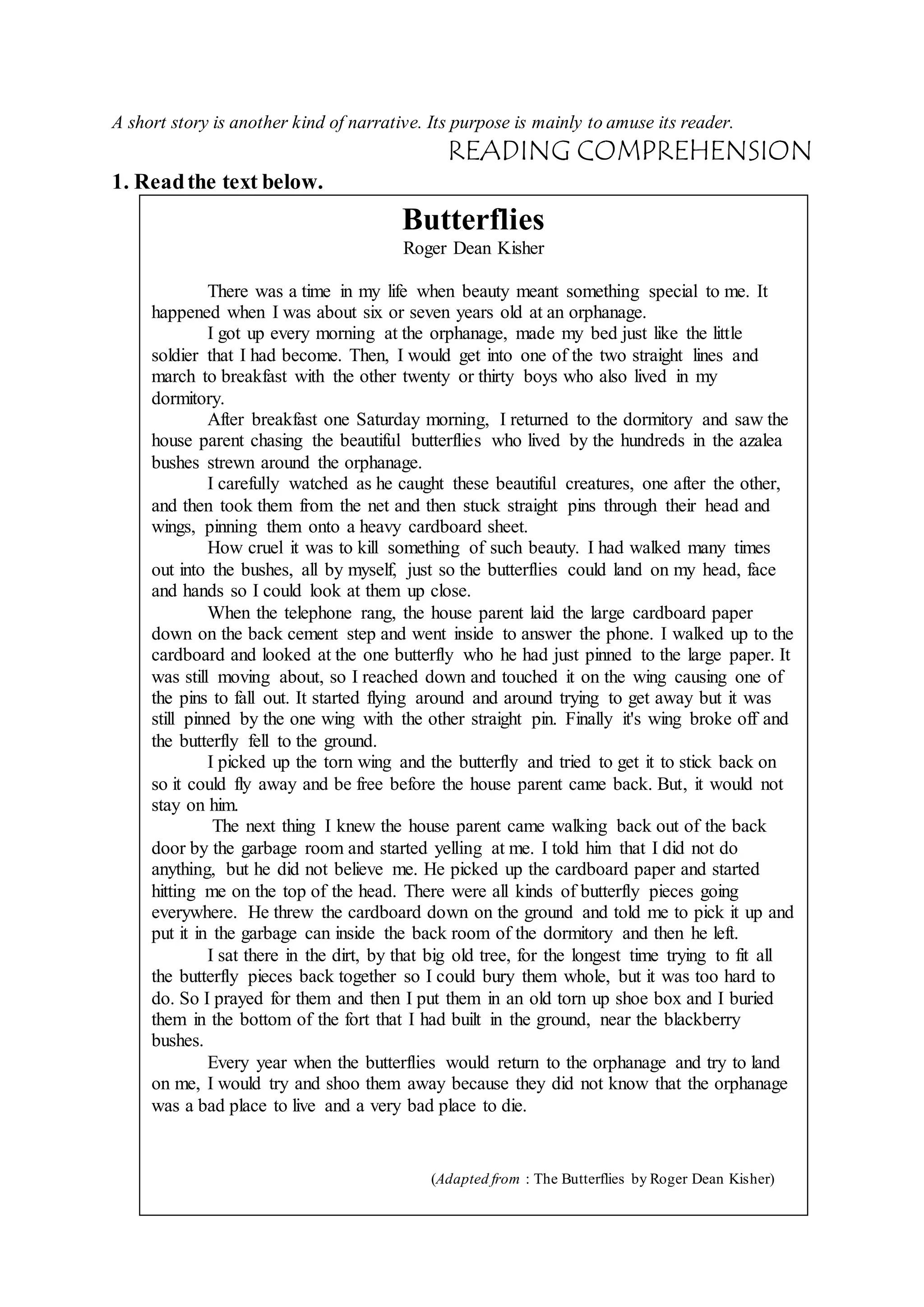 Worksheet of narrative | DOCX | Crime & Harmful Acts to Individuals ...