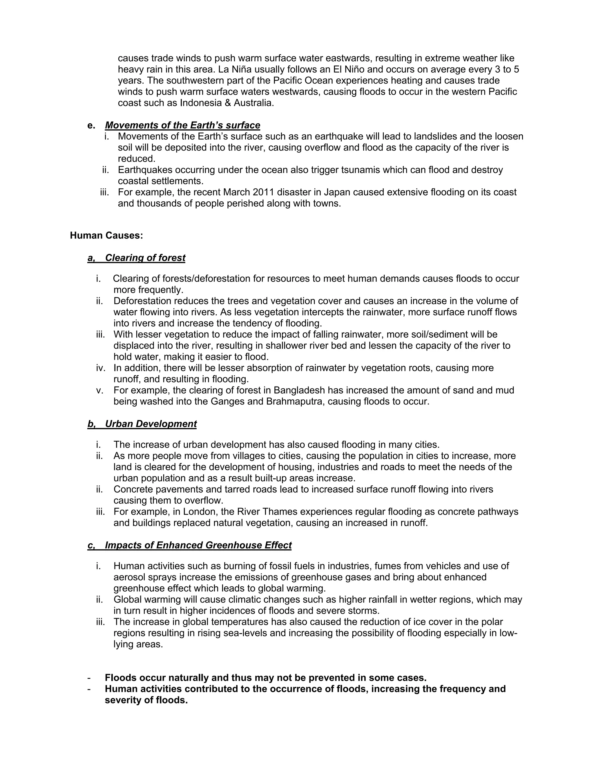 Worksheet on causes of flood (notes) | PDF | Science
