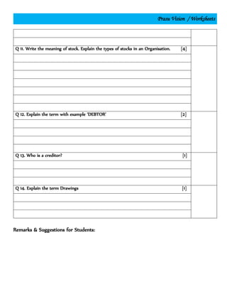Work sheet on Accountancy Basics | PDF