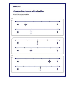 worksheet on comparing fractions using numebr line .pdf | Physics | Science