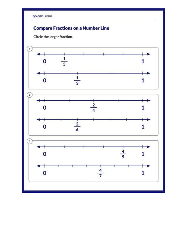 worksheet on comparing fractions using numebr line .pdf | Physics | Science
