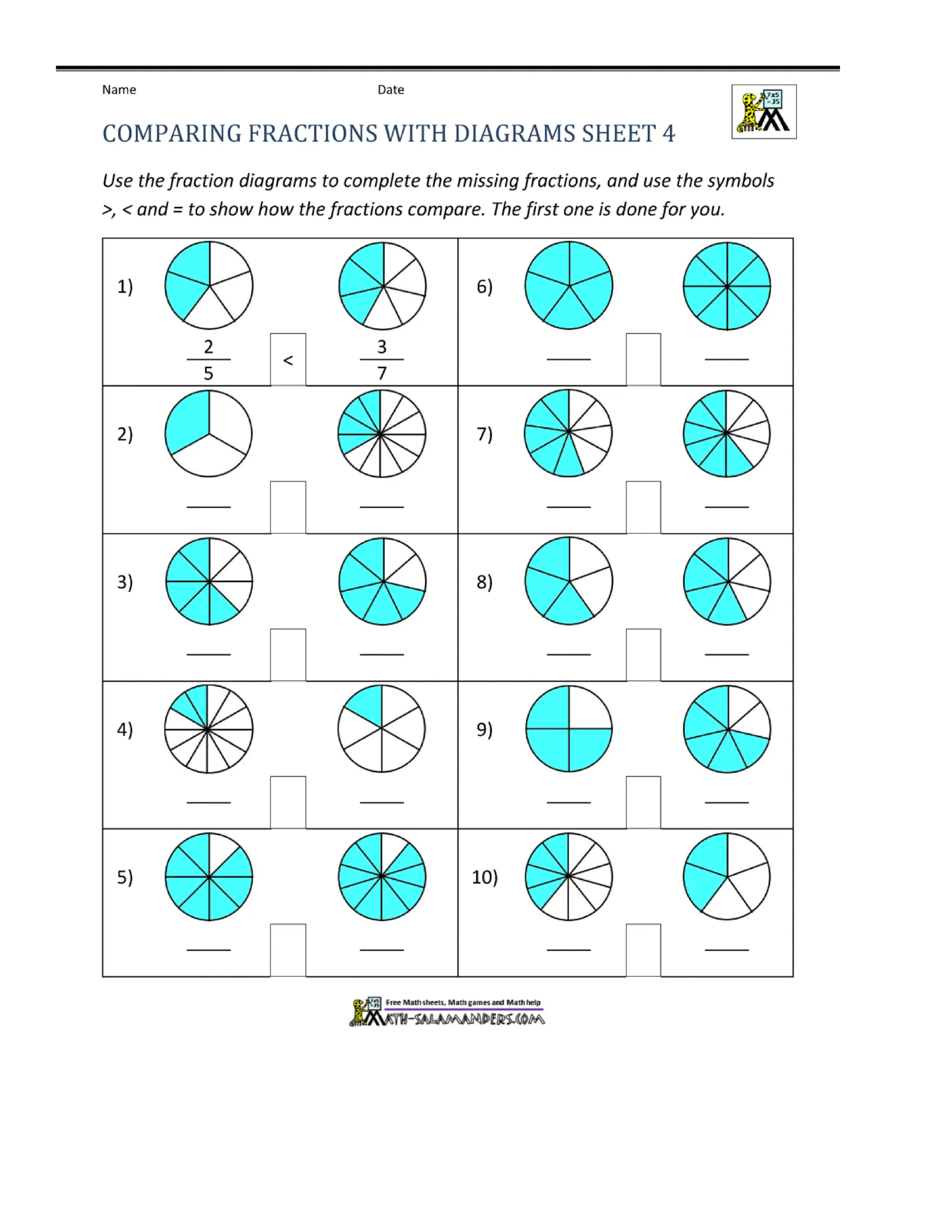 worksheet on fractions .pdf