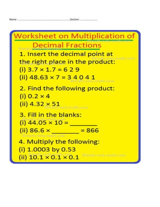 worksheet on multiplying decimals .pdf