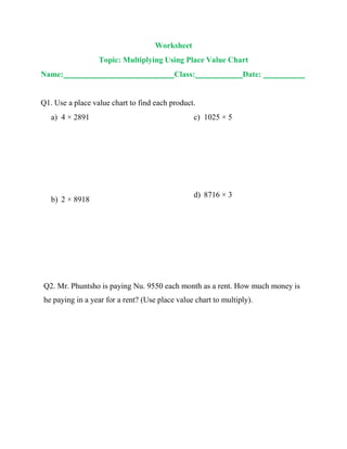 Worksheet on mutiplication .pdf