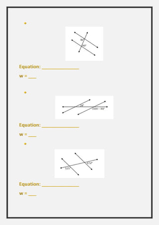 Worksheet on parallel line (Grade 8) | PDF