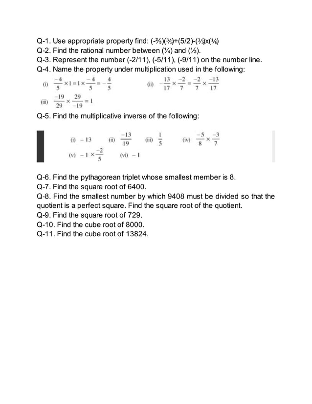 Worksheet on rational number square root cube root | DOCX | Physics | Science